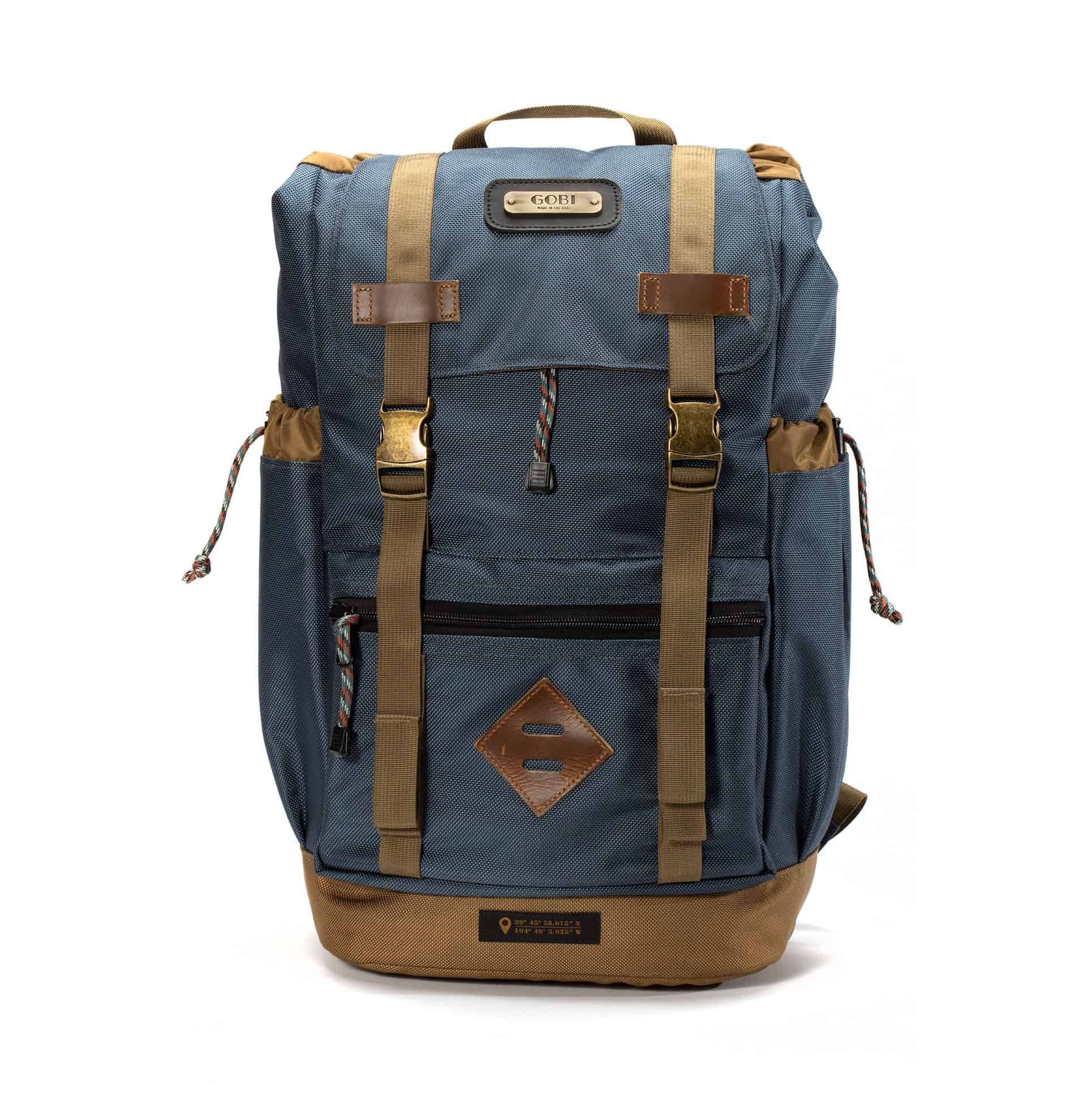 Getaway Backpack Gun Metal Blue with Tan Webbing - Gobi Racks